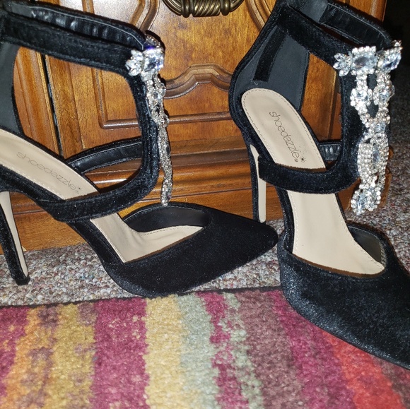Shoe Dazzle | Shoes | Tiara High Heel With Diamond Accent Black Velvet ...